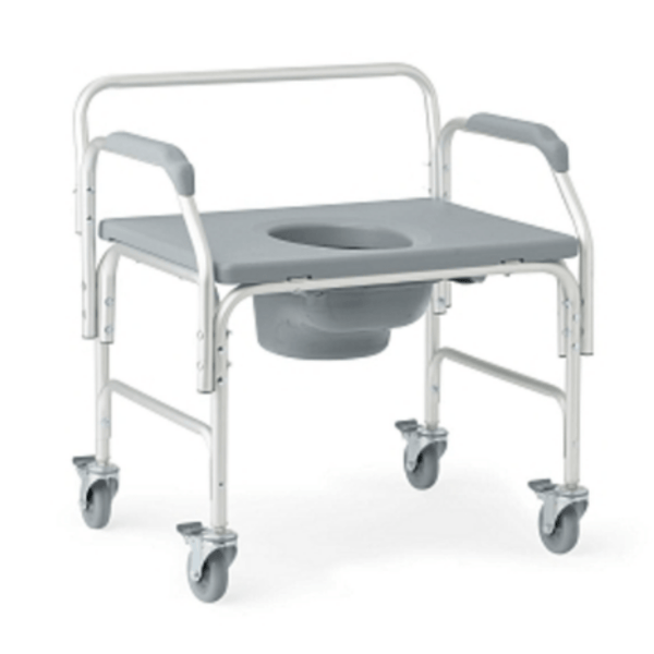 Commode Aluminium, Bariatric, with Wheels – Walking Stick Mobility